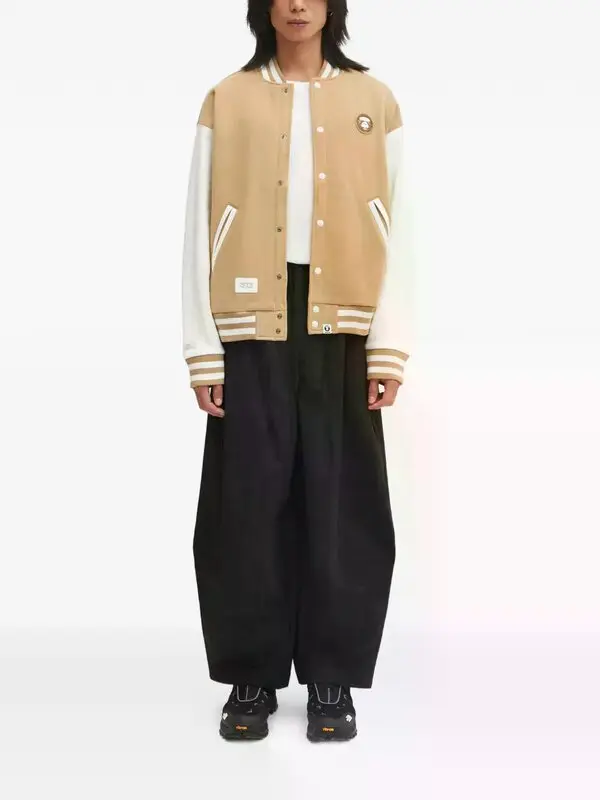 AAPE BY *A BATHING APE Logo-patch Striped-trim Bomber Jacket - Neutrals