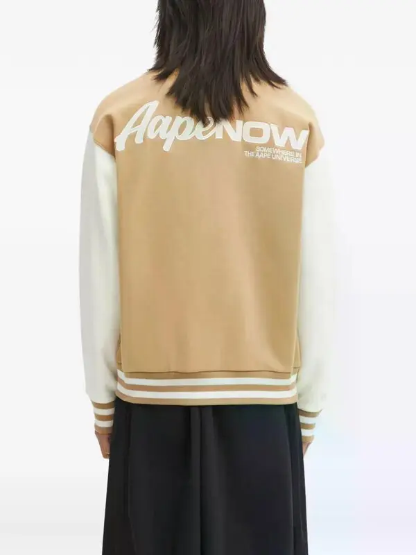 AAPE BY *A BATHING APE Logo-patch Striped-trim Bomber Jacket - Neutrals