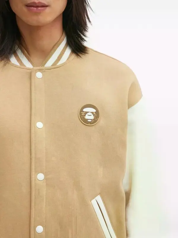 AAPE BY *A BATHING APE Logo-patch Striped-trim Bomber Jacket - Neutrals