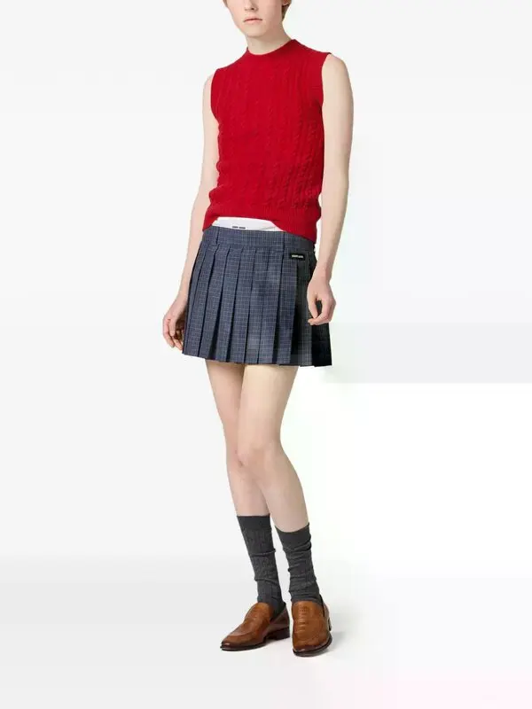 Miu Miu Cable-knit Vest With Logo