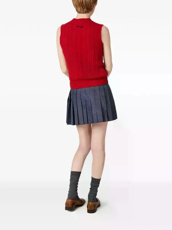 Miu Miu Cable-knit Vest With Logo
