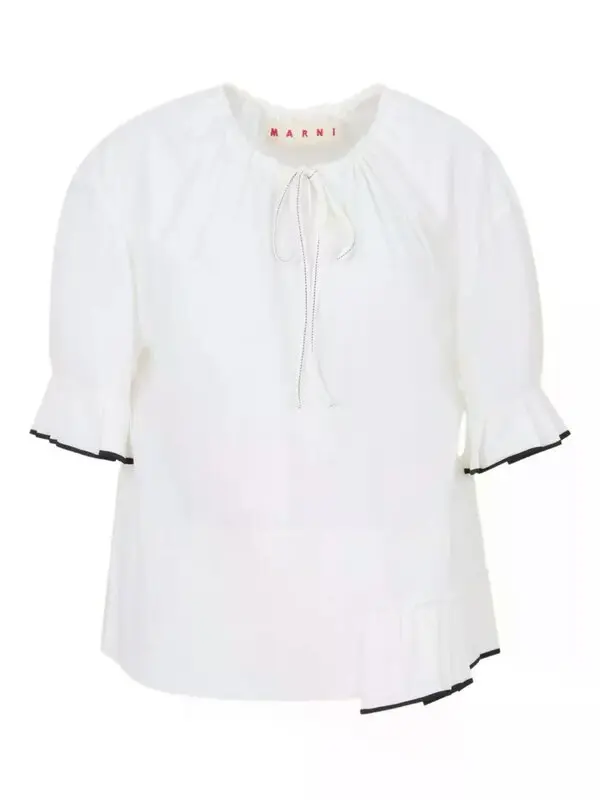 Marni Drawstring Pleated-neck Blouse
