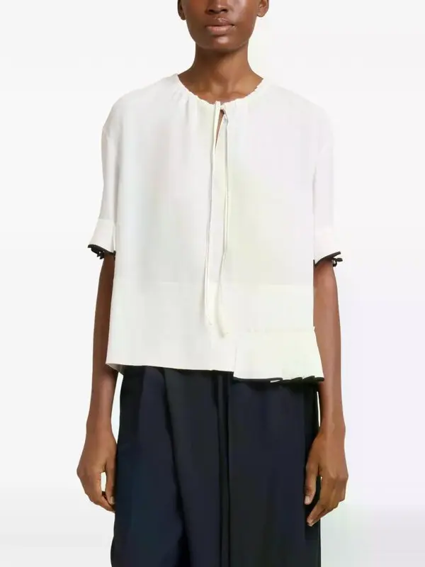 Marni Drawstring Pleated-neck Blouse