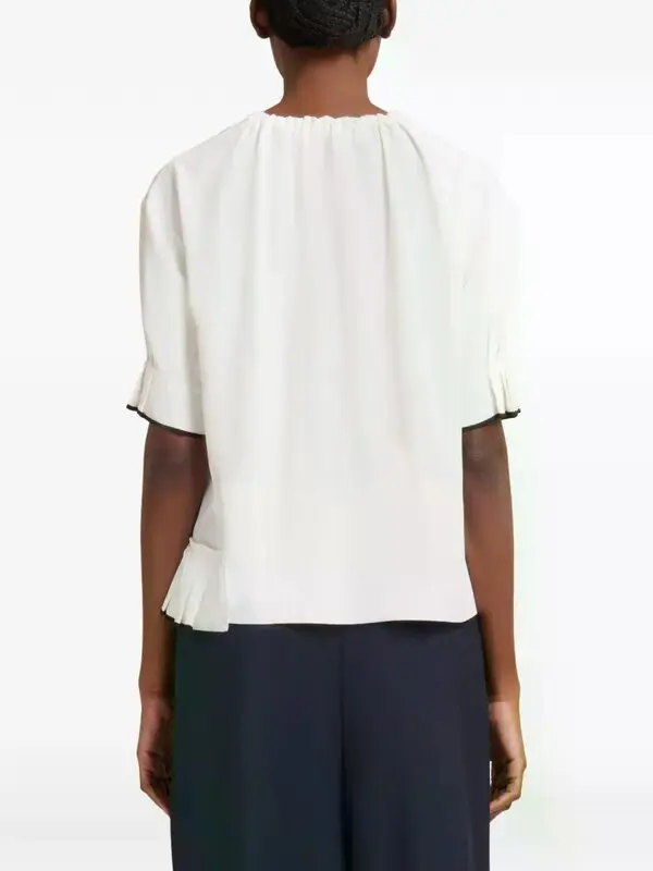 Marni Drawstring Pleated-neck Blouse