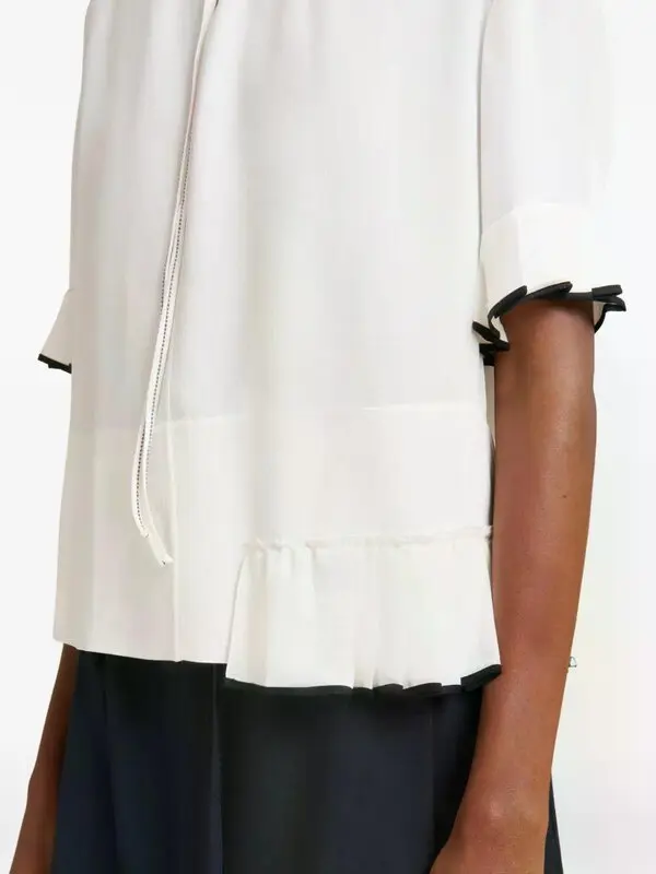 Marni Drawstring Pleated-neck Blouse