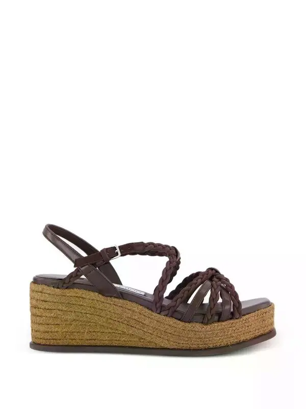 JIMMY CHOO Nyra Braided-leather Wedge Sandals - Brown