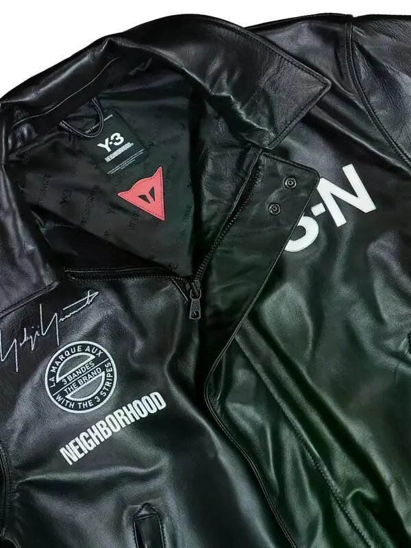 Y3 Logo Leather Bomber Jacket
