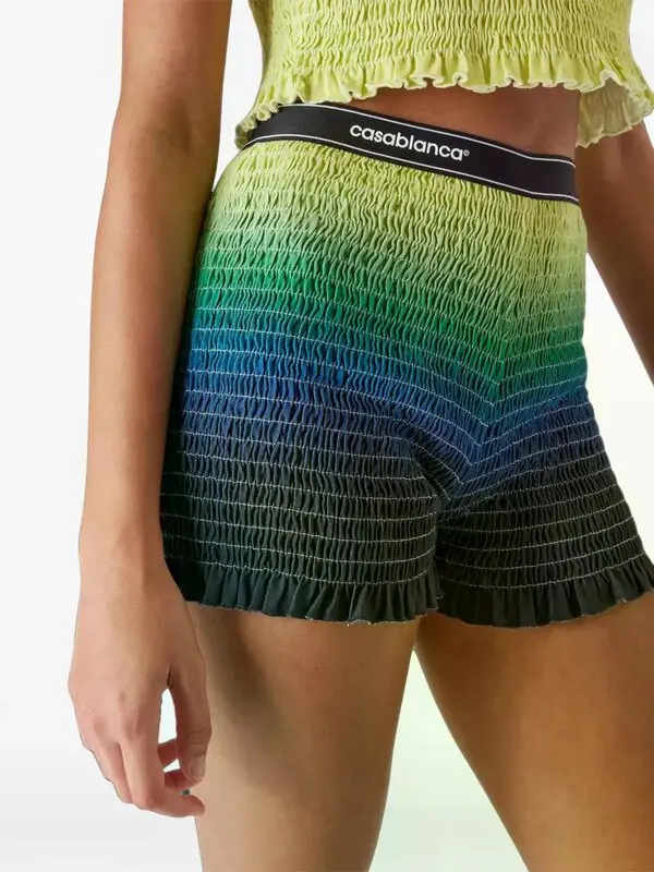 Casablanca Gradient Shirred Texture Shorts - Blue
