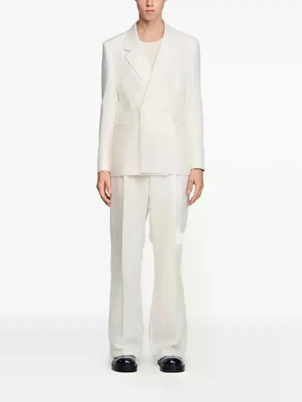 Sandro Double-breasted Linen Suit Jacket - White