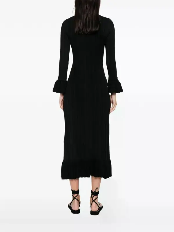 Sandro Knitted Maxi Dress With Abstract Pattern - Black