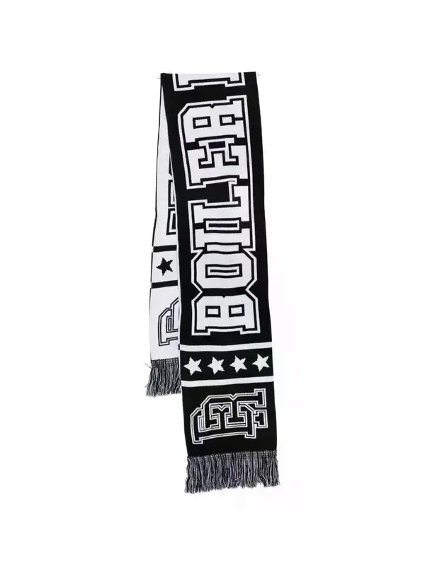 BOILER ROOM Fringed-hem Printed Scarf - Black