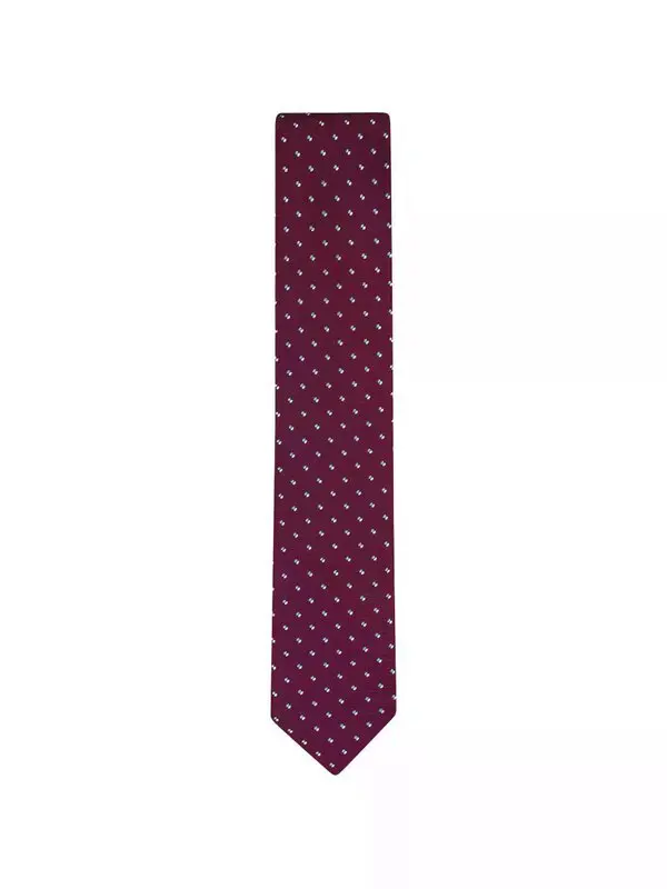 Eton Geometric-pattern Neck Tie - Red