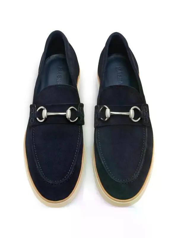 Magnanni Topstitched Suede Loafers