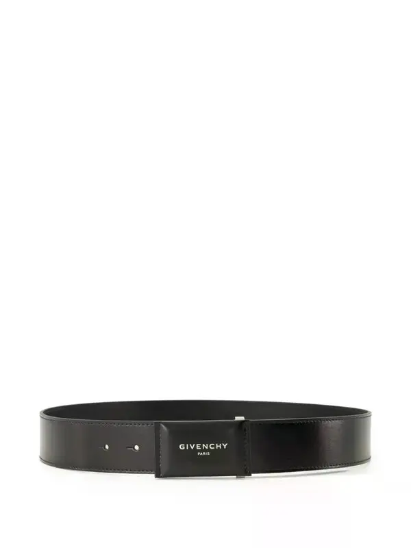 Givenchy Buckle Logo Leather Belt - Black
