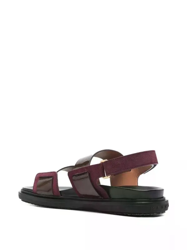 Marni Fussbett Double-strap Patent Leather Sandals - Brown