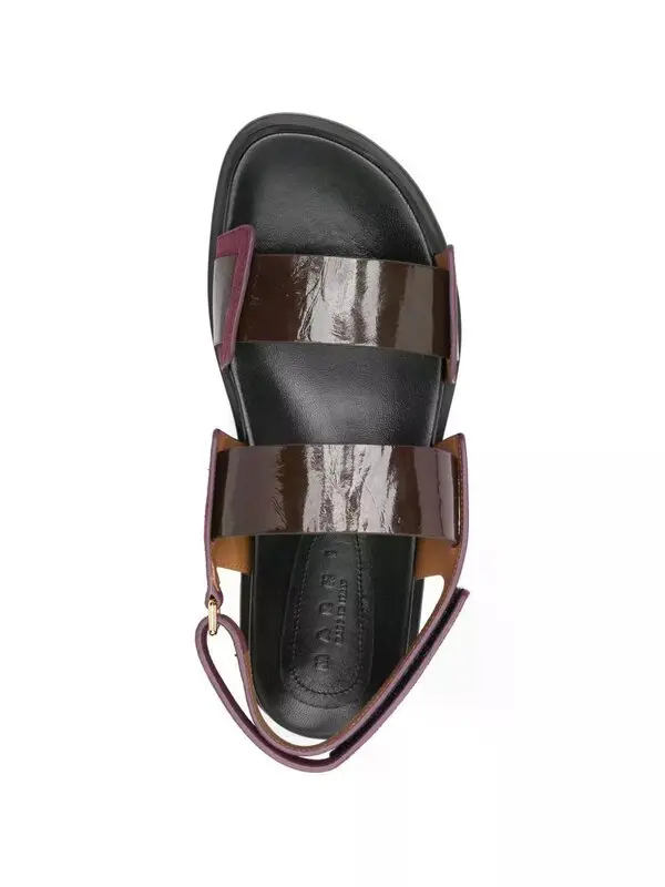 Marni Fussbett Double-strap Patent Leather Sandals - Brown