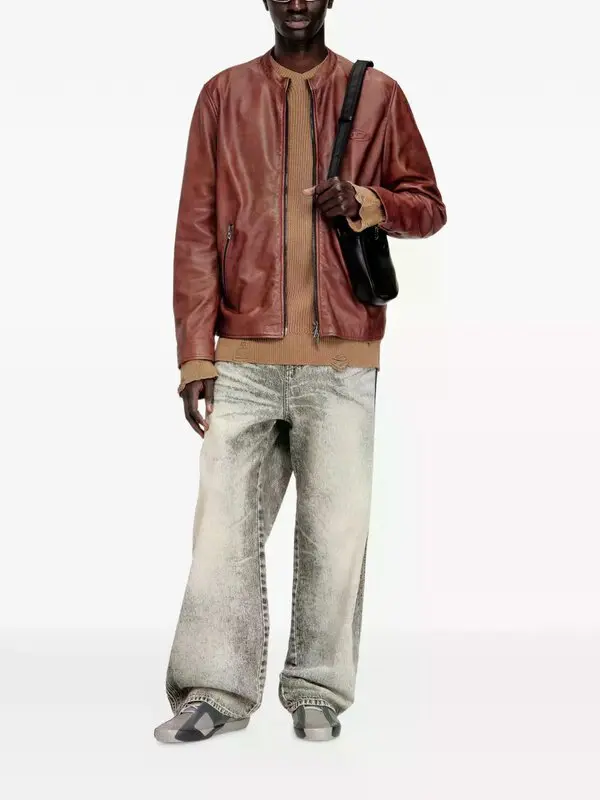 DIESEL® L-tad-bkbx Leather Jacket - Brown