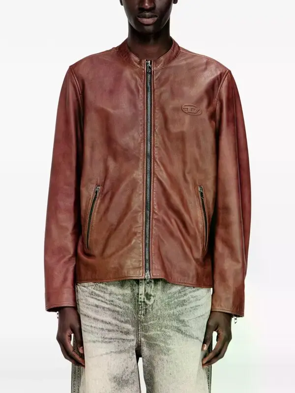 DIESEL® L-tad-bkbx Leather Jacket - Brown