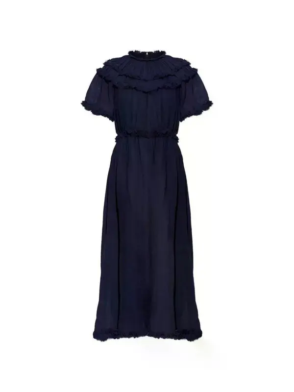 Ulla Johnson Ayan Ruffled Fringed Dress - Blue