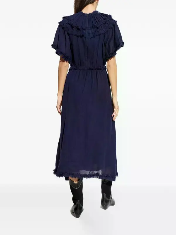 Ulla Johnson Ayan Ruffled Fringed Dress - Blue