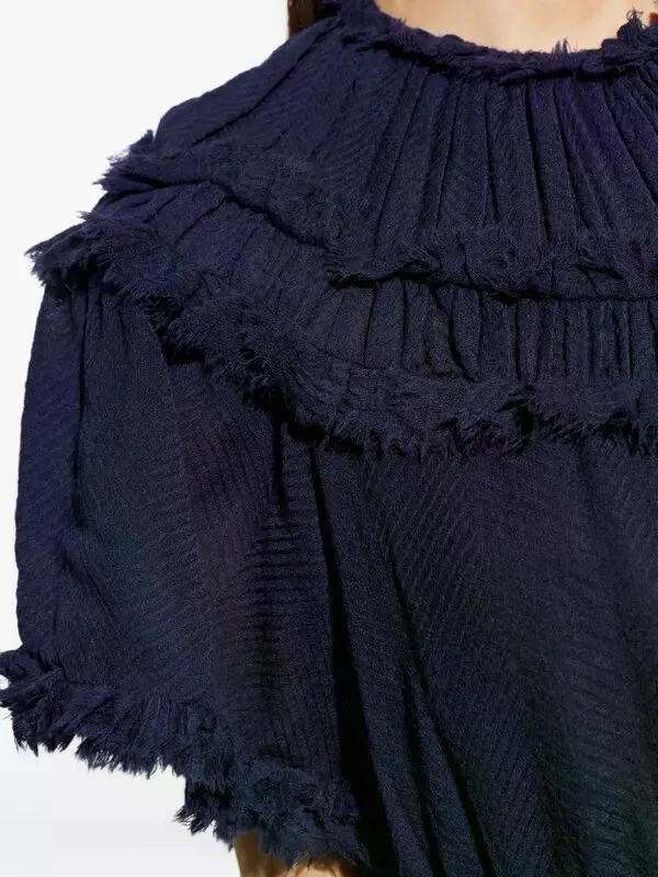 Ulla Johnson Ayan Ruffled Fringed Dress - Blue