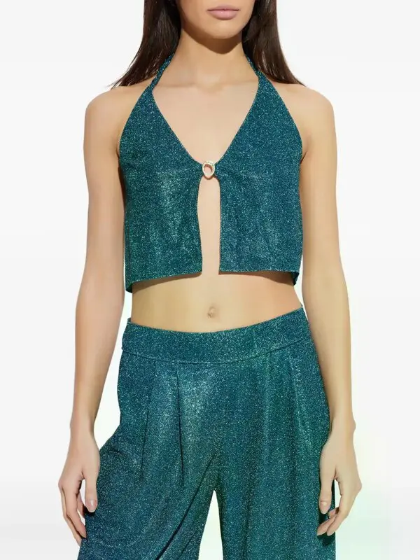 Oseree Ring Halterneck Top - Blue