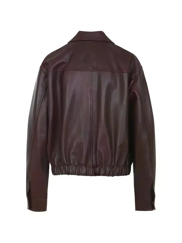 Versace Zipped Leather Jacket - Brown