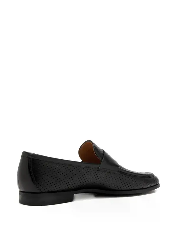 Magnanni Perforated Penny Loafers - Black
