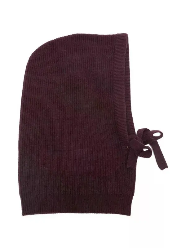 LANEUS Tie-detail Ribbed Balaclava - Brown
