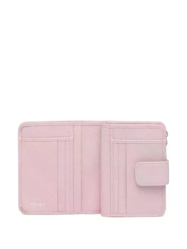 Prada Small Triangle-logo Leather Wallet - Pink