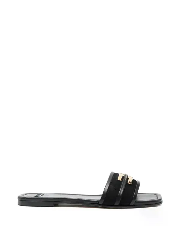 Elisabetta Franchi Embellished Strap Flat Sandals - Black
