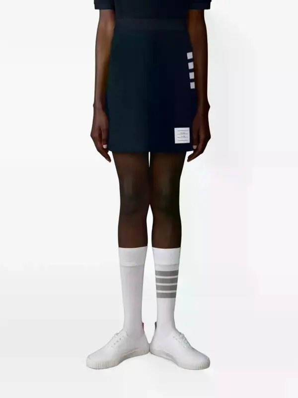 Thom Browne Textured Piqué 4-bar Pleat Mini Skirt - Blue