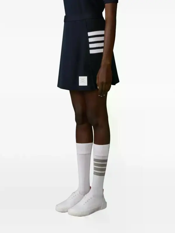 Thom Browne Textured Piqué 4-bar Pleat Mini Skirt - Blue