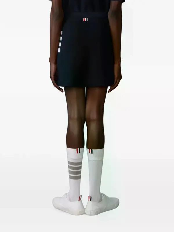Thom Browne Textured Piqué 4-bar Pleat Mini Skirt - Blue