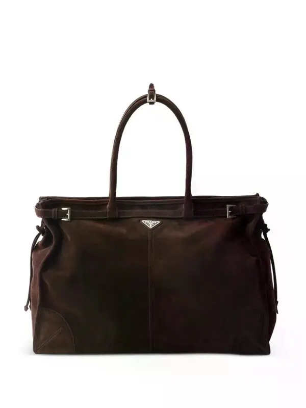 Prada Bonnie Suede Tote - Brown