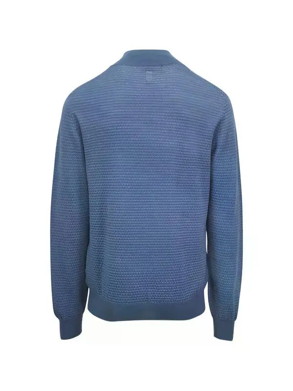 Canali Textured Zip Sweater - Blue