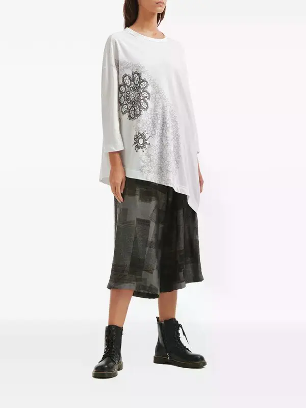 Y’s Newspaper Print Wide-leg Trousers