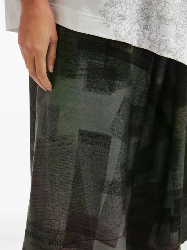 Y’s Newspaper Print Wide-leg Trousers
