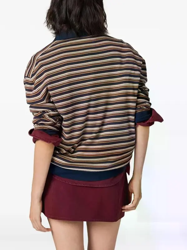 Miu Miu Striped Wool Polo Top - Neutrals