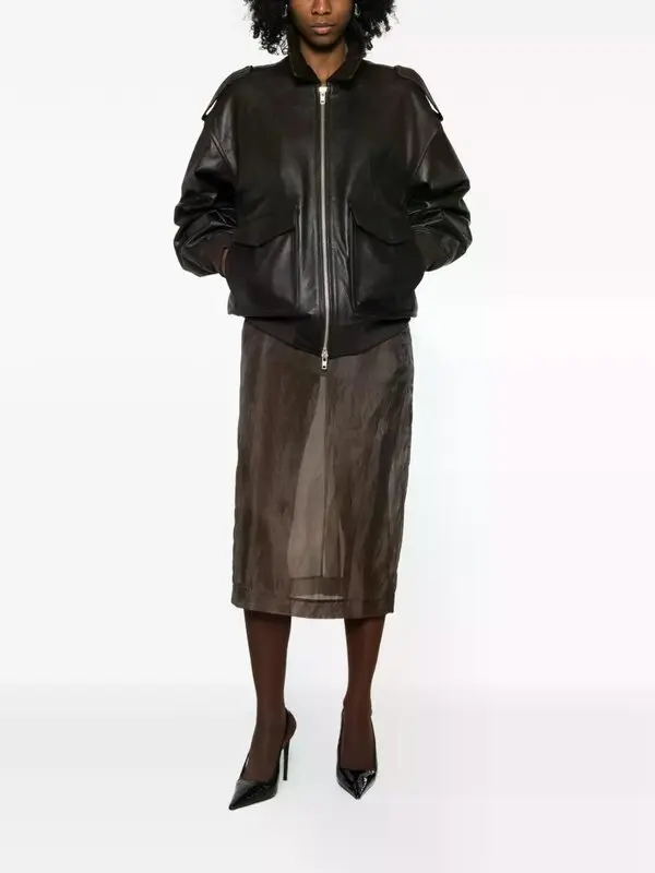 THE FRANKIE SHOP Leather Flap-pocket Jacket - Brown