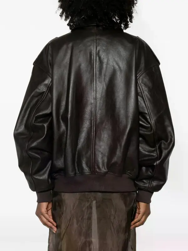 THE FRANKIE SHOP Leather Flap-pocket Jacket - Brown
