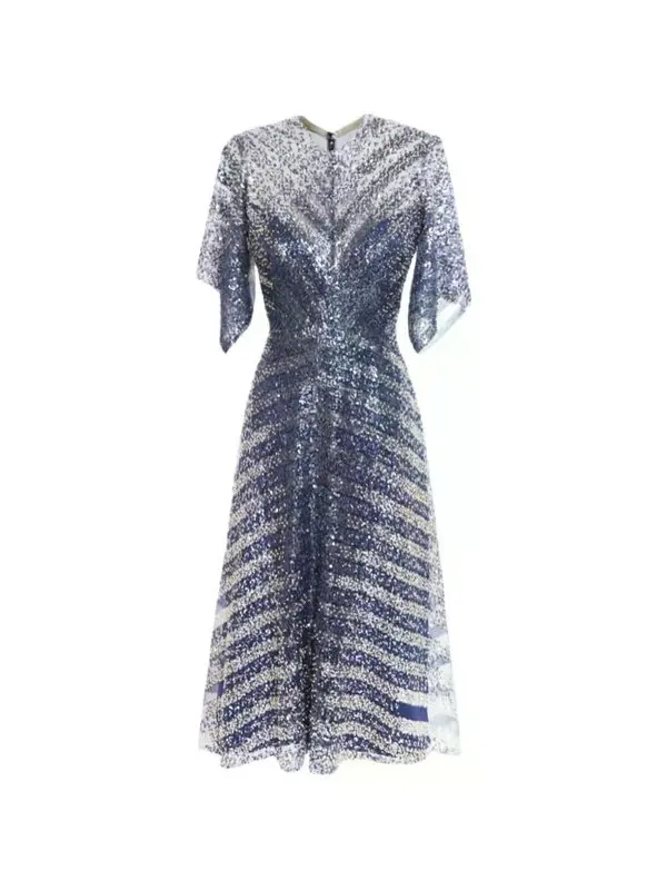 GEMY MAALOUF Beaded Sequinned Mini Dress - Blue