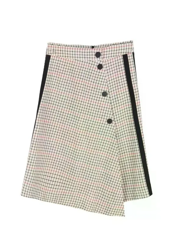 Maje Plaid Pattern Asymmetric Midi Skirt