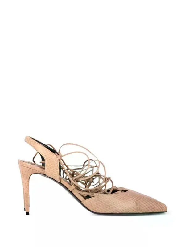 Saint Laurent Snakeskin-embossed Lace-up Pumps