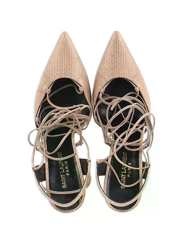 Saint Laurent Snakeskin-embossed Lace-up Pumps