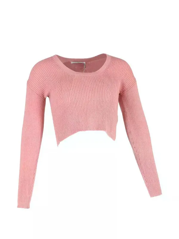 SELF-PORTRAIT Ribbed Cropped Sweater