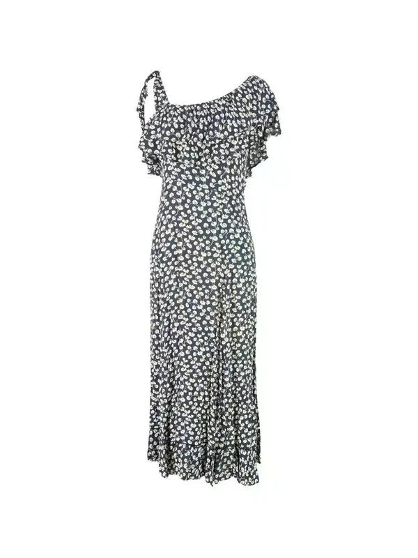 Ganni Floral-print Maxi Dress - Blue
