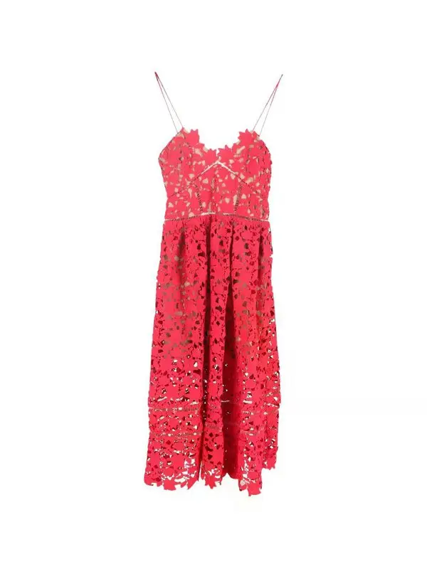 SELF-PORTRAIT Azalea Lace Midi Dress - Red