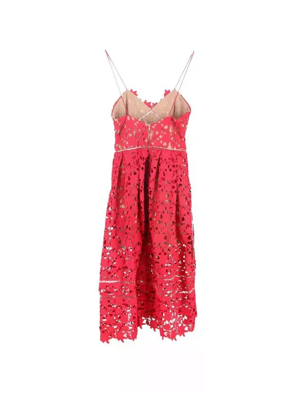 SELF-PORTRAIT Azalea Lace Midi Dress - Red