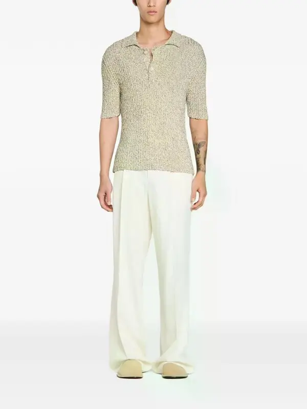 Sandro Marl Cotton Knit Polo Shirt - Neutrals